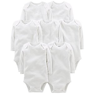 Simple Joys by Carter's Baby 7-Pack Long Sleeve Bodysuit, White, 12 Months