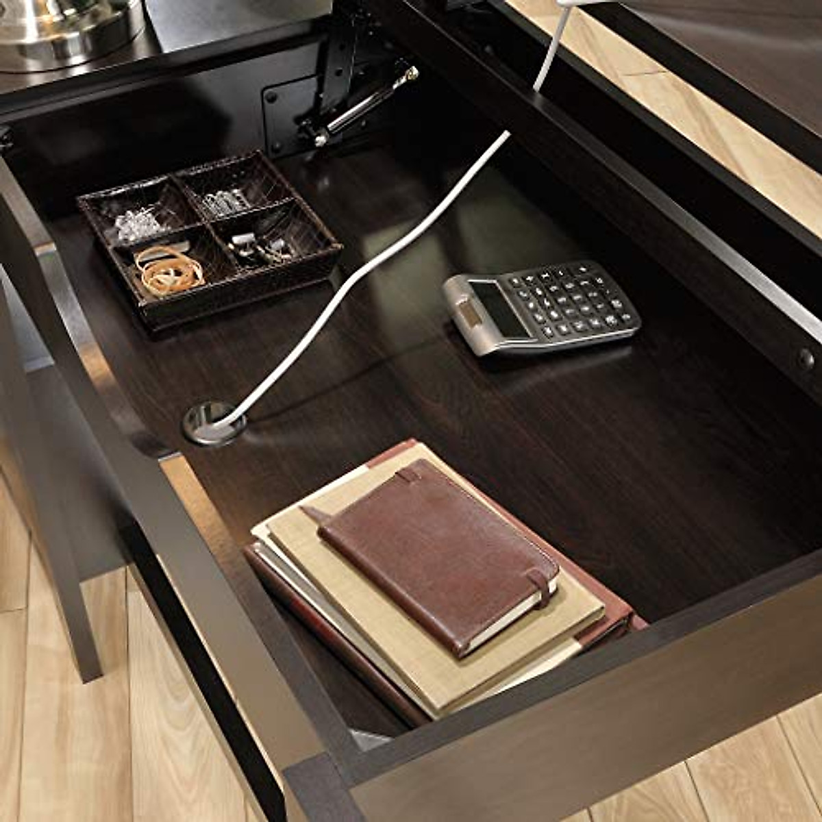 Sauder Shoal Creek Lift Top Desk, Jamocha Wood finish