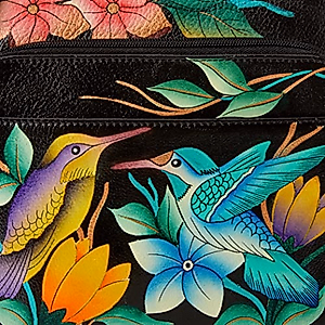 Anna by Anuschka Slim Shoulder Organizer, Birds in Paradise-Black