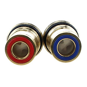 RLECS 2PCS Replacement Brass Ceramic Disc Stem Cartridge Faucet Valve Rotary Latch G1/2 inch 20 Teeth Hot and Cold Water Dual Use Faucet Repair Part