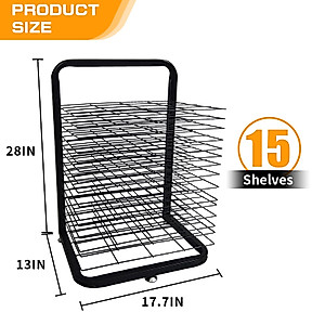 Art Drying Rack - Multi-Functional Art Storage Rack, 15 Removable Shelves for Classroom and Art Studio Use, Ideal for Paint Drying