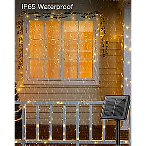 Brightown Outdoor Solar String Lights, 2 Packs Each 66Feet 200 Led Solar Powered Fairy Lights with 8 Modes Waterproof Decoration Lights for Patio Yard Trees Christmas Wedding Party (Warm White)