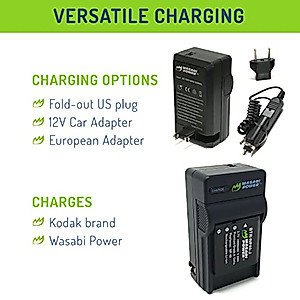 Wasabi Power Battery (2-Pack) and Charger for Kodak LB-060 and Kodak AZ361, AZ362, AZ421, AZ422, AZ521, AZ522, AZ525, AZ526, AZ527, AZ528