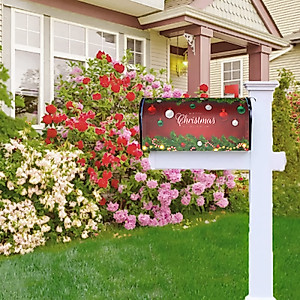 Merry Christmas Mailbox Cover Standard Size Red Christmas Tree Magnetic Mailbox Covers Winter Holiday Large Post Letter Box Covers Garden Yard Home Decor for Outside 21" x18"