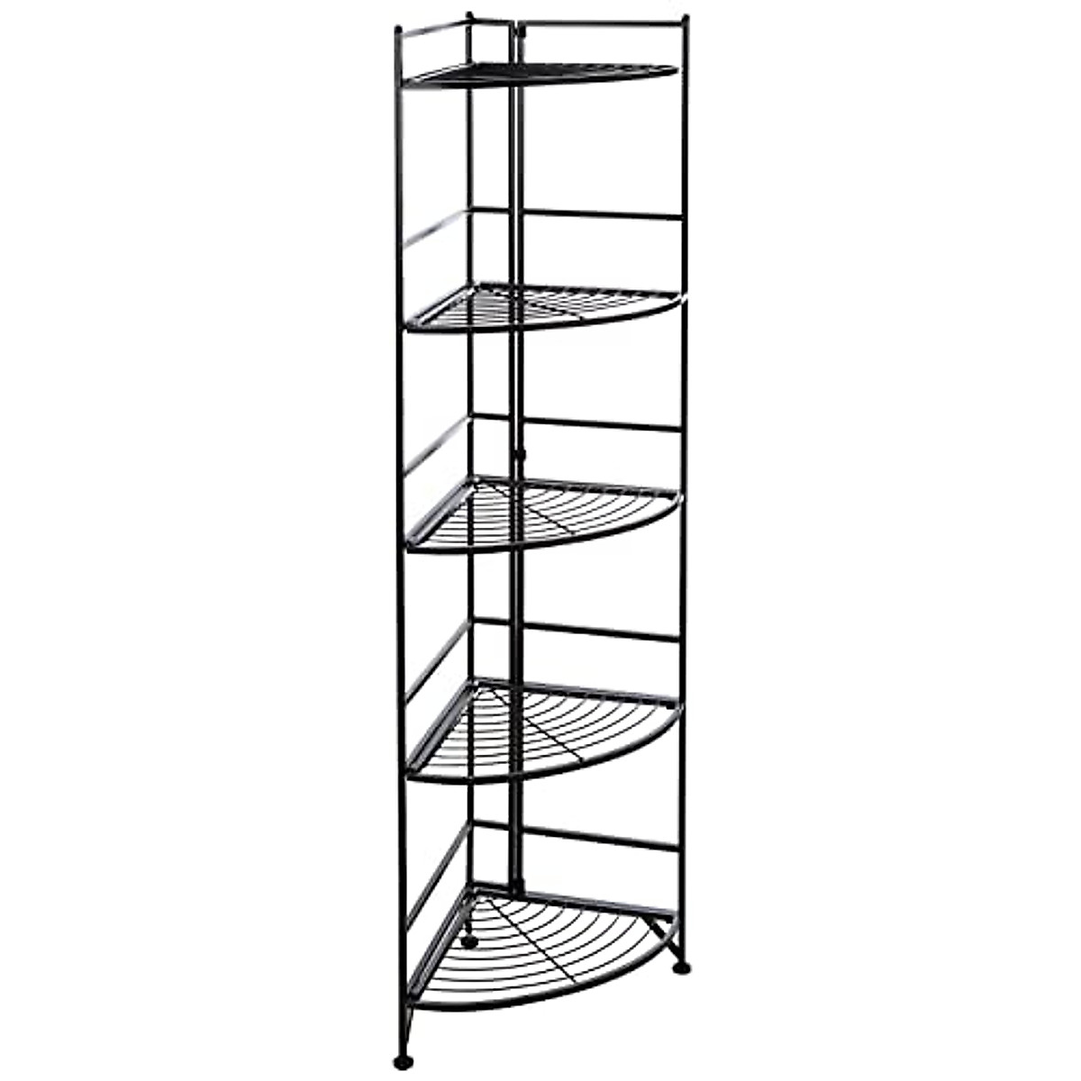 Convenience Concepts Xtra Storage 5 Tier Folding Metal Corner Shelf, Black
