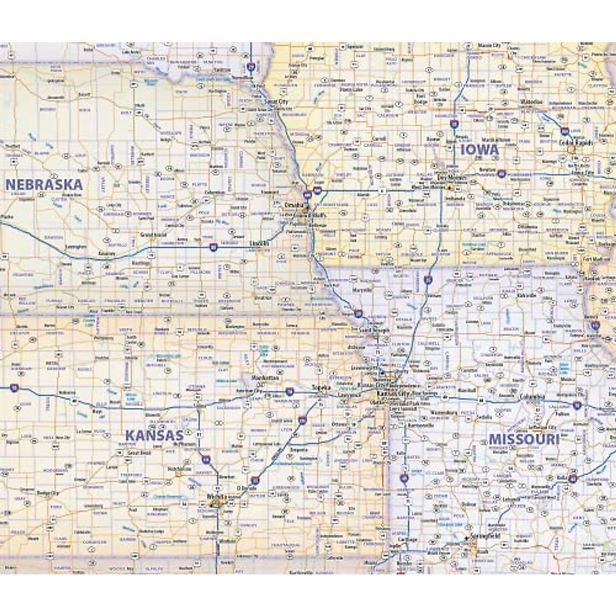 Central US Laminated Wall Map (36” wide by 42” high)