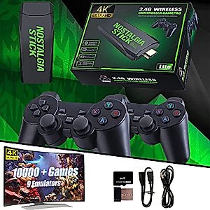 Game Stick 4K 64 GB - 10,000 Retro Games, 2.4G Wireless Controller Gamepad 4K Game Stick, Plug & Play Nostalgia Stick Game, Wireless Retro Game Console, 4K HDMI Output TV Game Stick (128)