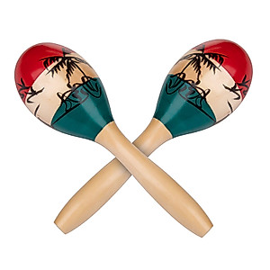 Foraineam 4 Pack Wood Maracas Musical Painted Wooden Maraca Hand Percussion Instrument