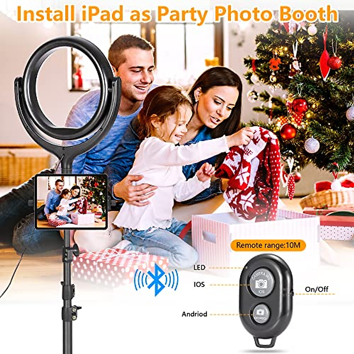 LUXSURE Selfie Ring Light with Phone Tripod Stand,Tripod for iPhone/iPad with Ring Lights,10" LED Touch Control Circle Lighting with Phone Holder for Video Recording/YouTube/Tiktok/Live Stream/Makeup