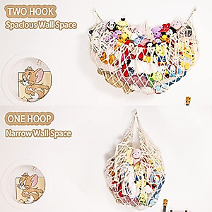 YKBU Stuffed Animal Net or Hammock Wall Hanging Net for Stuffed Animal Storage Macrame Toy Display Plush Toy Holder Soft Toy organizer for Nurery Baby Bedroom Playroom-Cream, -Cream