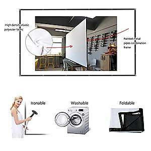 Yandood Foldable Projector Screen 100 inch with Combined Pole Frame 16:9 HD 4K Anti-Crease Black Backing Silver Portable Projection Screen 2022 Version