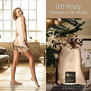 Luxury Artisan Silk Pajamas For Women Tank Set, Pure Mulberry Silk 27 Momme PJs Champagne