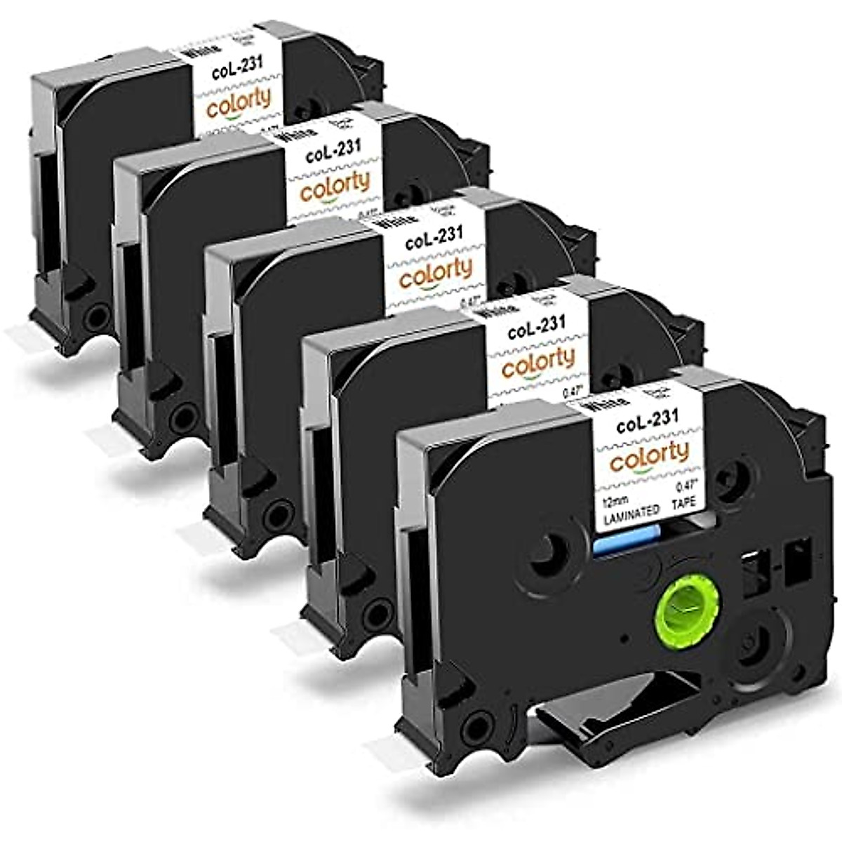 Colorty Compatible Label Tape Replacement for Brother Ptouch TZe-231 TZe Tape 12mm 0.47 Inch TZe231 TZ231 Black on White Laminated Tape for P-touch PT D210 H110 D600 Label Maker, 26.2 Feet (8m) 9 Pack