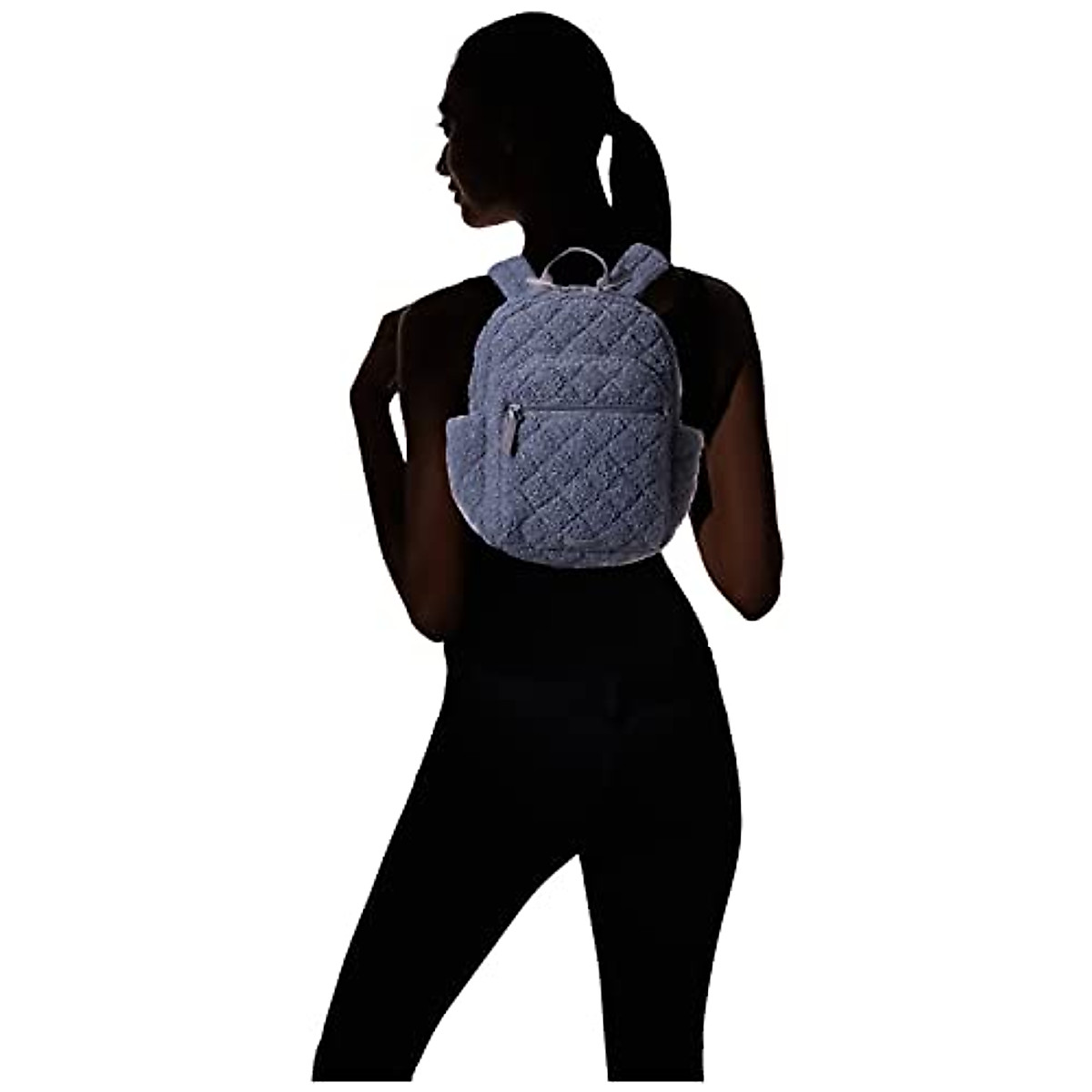 Vera Bradley Women's Teddy Fleece Sherpa Small Backpack, Thunder Blue, One Size