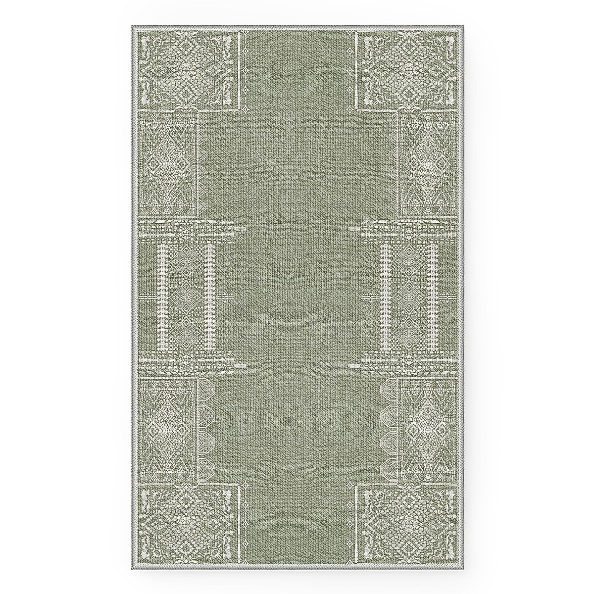 NICETOWN Sage Green Rug 2x3 Rugs Entryway Small Rug Washable Christmas Rug Thin Geometric Area Rug with Rubber Backing - 2x3 Boho Non-Slip Foyer Carpet for Kitchen Laundry Bathroom Bedroom, Sage Green