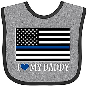 inktastic Police Officer Daddy Law Enforcement Baby Bib Heather and Black 325cc