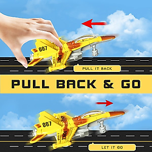 OTONOPI Fighter Jet Toy Model Airplane Playset Aircraft Plane Military Air Force Set Diecast Pull Back Toy Planes F-15 F-16 F-18 Model Birthday Gift for Boys Toddler Kid Girl Age 3+ Party Favor 8 Pack