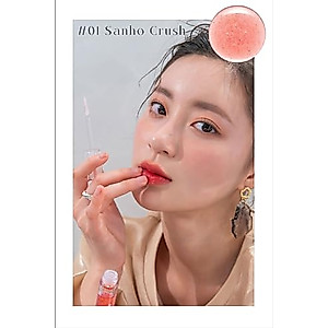 rom&nd Glasting Water Gloss (01 SANHO CRUSH) | Syrupy gloss, Glossy Finish, Long-lasting, Moisturizing, Highlighting, Natural-beauty, Gloss for Daily Use, K-beauty, 4.3g / 0.15 Floz