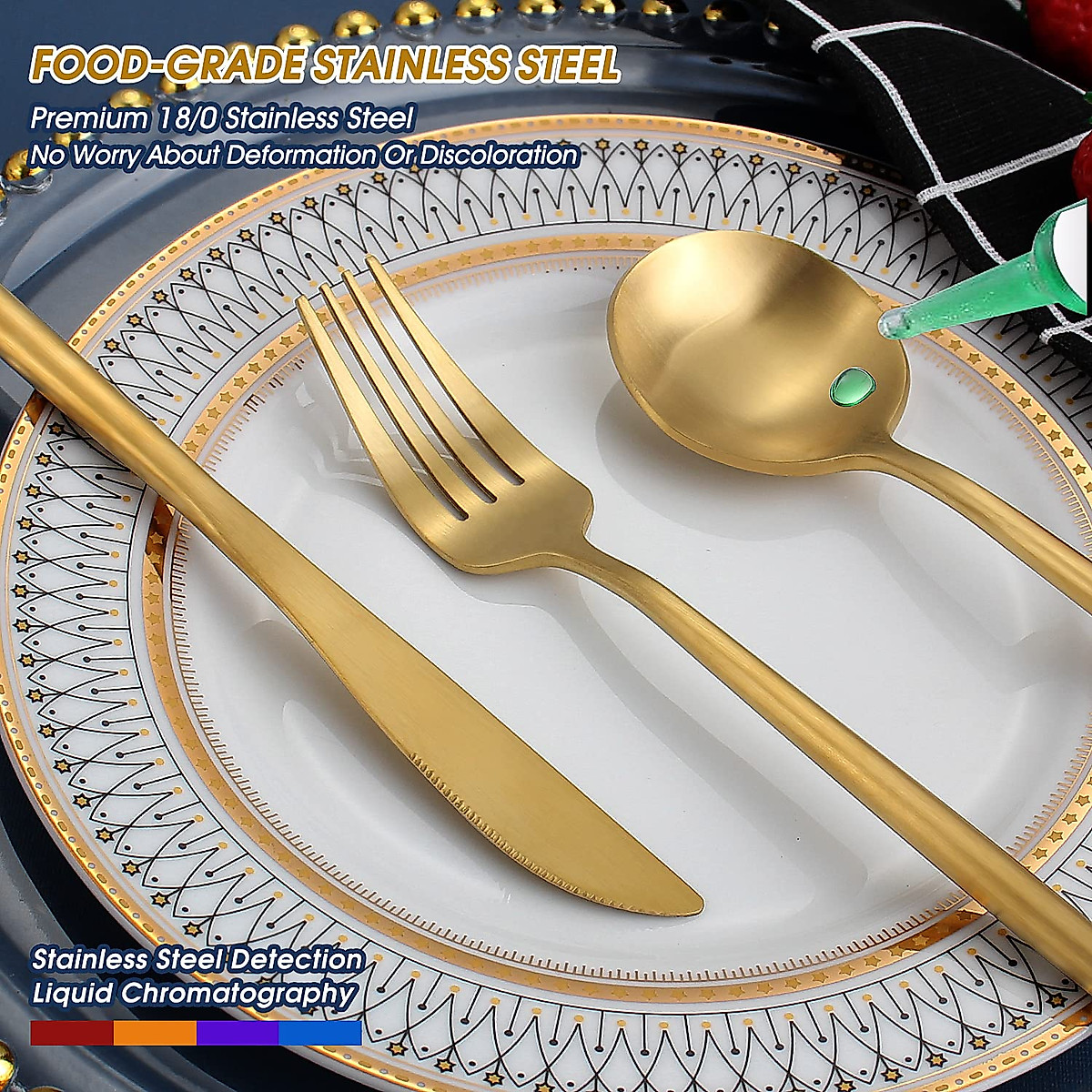 Matte Gold Silverware Set,BEGEEL 20-Piece Stainless Steel Flatware Set for 4, Satin Finish Tableware Cutlery Set,Premium Utensil Set,Utensil Sets for Kitchen Home and Restaurant,Dishwasher Safe