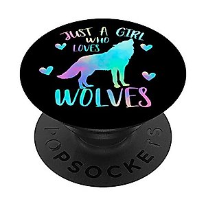 Just a Girl Who Loves Wolves - Cute Wolf Lover Girls Gifts PopSockets PopGrip: Swappable Grip for Phones & Tablets