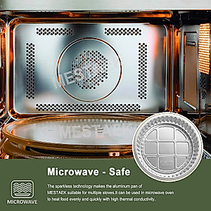 MESTAEK 10" Sturdy Aluminum Foil Pans with Lids (5 Pack), 2X Thicker Heavy Duty Reusable Foil Tin for Cooking Baking