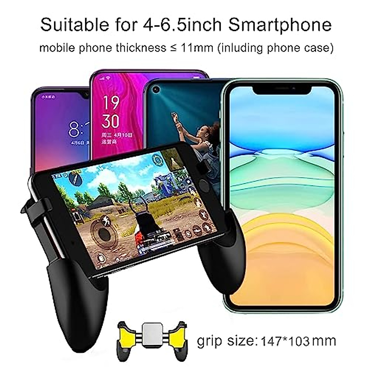 KingTSYU Mobile Game Controller with Clooing Fan, Mobile Gaming Handle with Triggers for 4-6.7" iPhone/Android Phone, Phone Gaming Joystick Gamepad Grip for PUBG/COD/Call of Duty