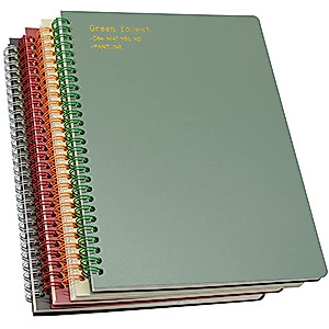Yansanido Spiral Notebook, 4 Pcs B5 9.8 x 6.9 inch Thick Plastic Hardcover 8mm Ruled 4 Color 80 Sheets -160 Pages Journals for Study and Notes