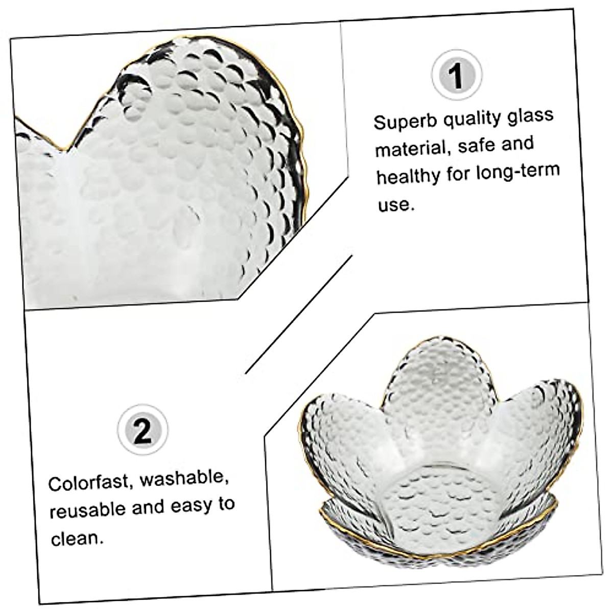 NOLITOY 1pc salad bowl candy japanese trifle bowl glass pasta container Appetizer Serving Bowl home Glass Dessert Container Salad Storage Tray Food Serving Plate Lotus Fruit Bowl tableware