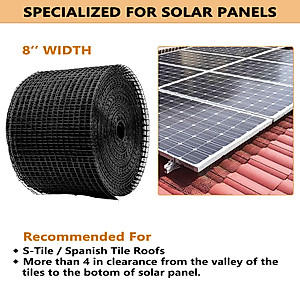 PROLEE 8 Inch X 100FT Solar Panel Bird/Critter Guard Anti-Rust with 100 Fastener Clips Rooftop Solar Panel Bird Wire Screen, Removable Without Damage