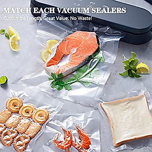 Vacuum Sealer Bags, 7 Rolls Food Storage Bags Rolls with 1 Marker & 80 Labels, BPA Free Commercial Grade Food Seal Bag for Microwave, Sous Vide, Freezer Food Storage - 6 Inch | 8 Inch | 10 Inch | 11 Inch Width (10 Feet Length)
