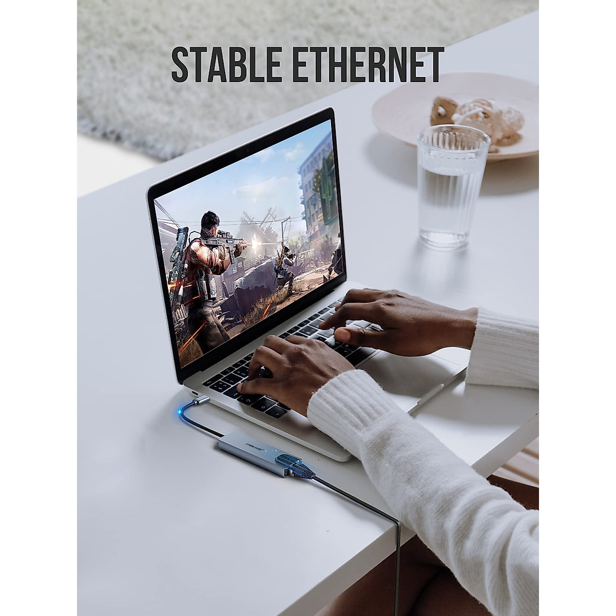 USB C Hub Adapter, Lemorele 5-in-1 USB C Dongel Multiport Adapter with 4K HDMI, 1000M Ethernet, 2 USB 2.0 Ports, 100W USB C PD Charging for MacBook M1 Air/Pro, iPad M1, Switch, XPS15, Windows