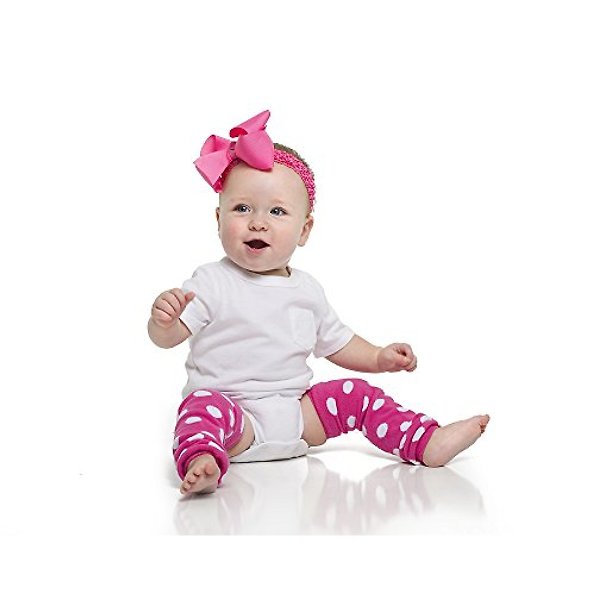 juDanzy Polka Dot Leg Warmers for Baby or Toddler Boys and Girls (One Size (12 pounds to 10 years), Hot Pink Polka Dot)