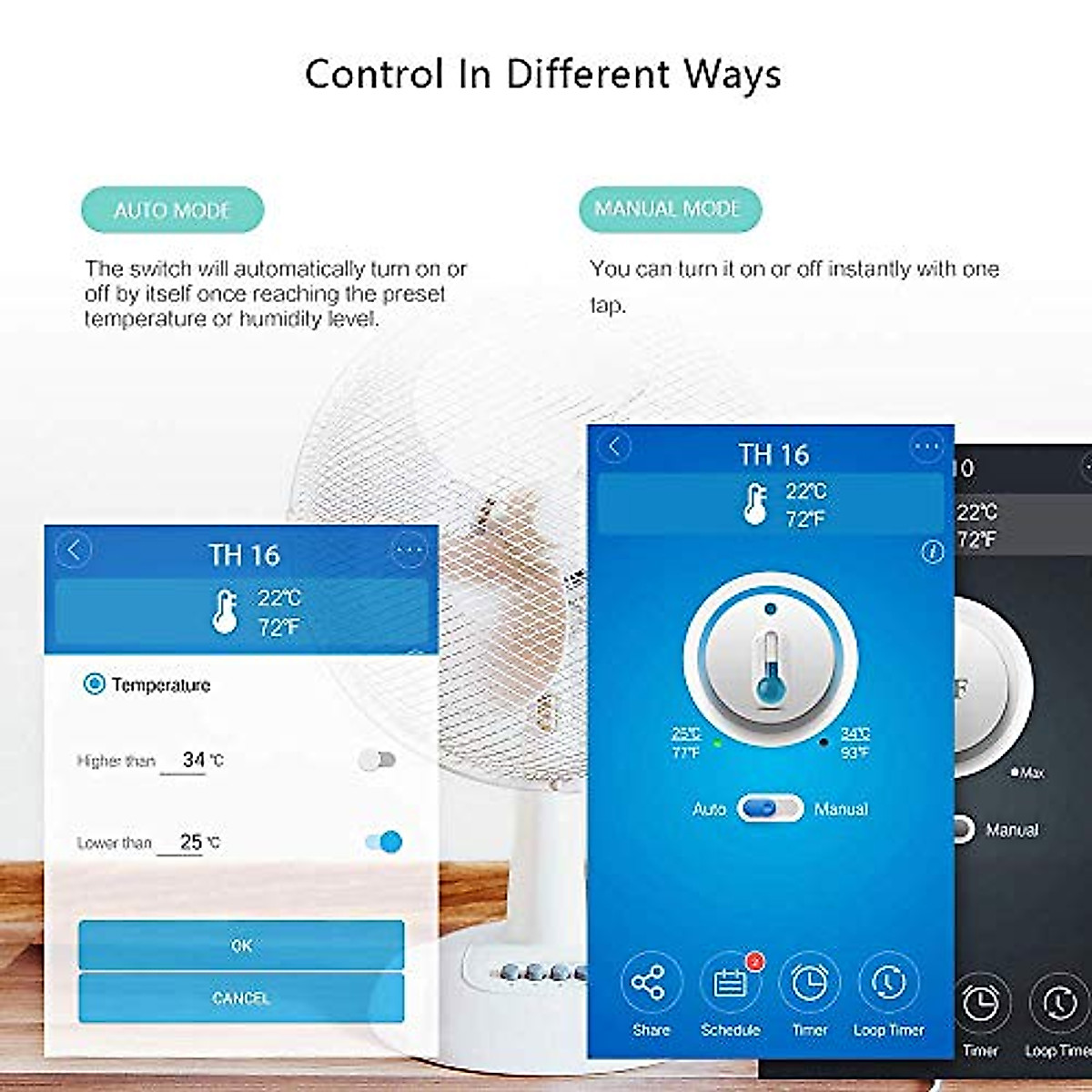 Sonoff TH16 Temperature and Humidity Monitoring WiFi Smart Switch for DIY Smart Home,Compatible with Alexa(16A)
