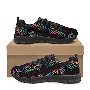 Colorful Pineapple Slip On Sneaker Women Running Shoes Breathable Workout Shoes Lightweight Gym Sneakers