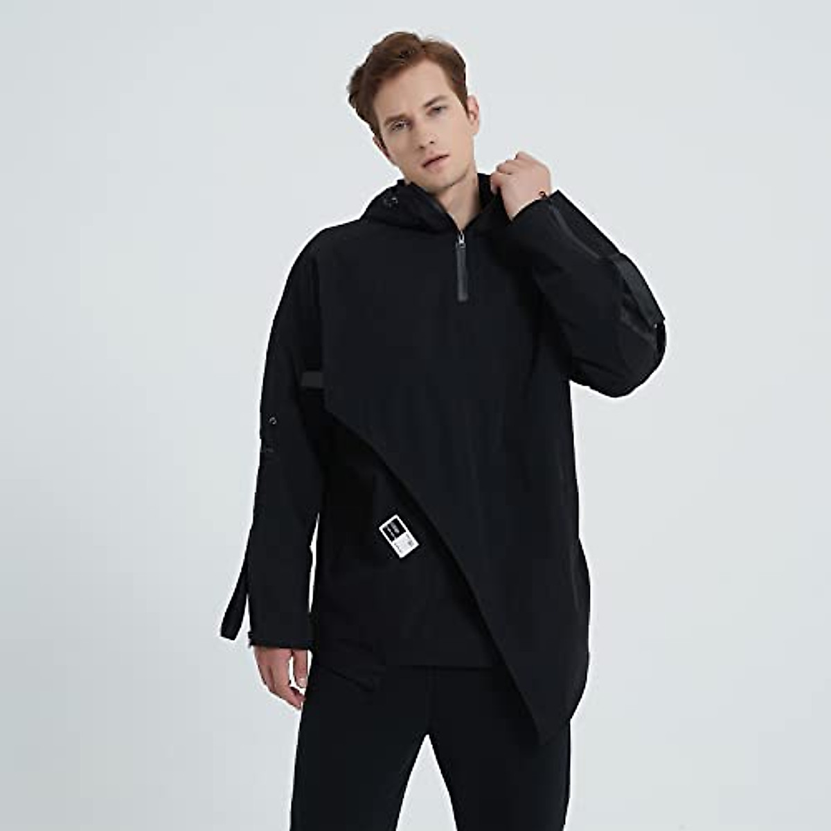 GURUNVANI Men’s Hooded Windbreaker Jacket Zip Up Patchwork Hoodie Anorak