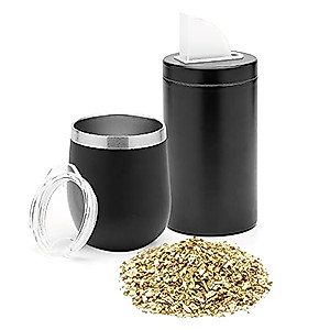 BALIBETOV Mate Cup and Canister Set - 304 Stainless Steel Mate Gourd and Kitchen Canisters with Pouring Lids for Easy Filling - Practical Canister for Any Food Such Rice, Flour, Coffee or Sugar
