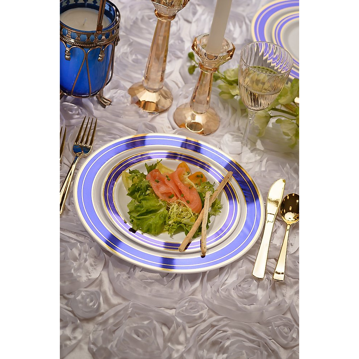 Plastic Cutlery Silverware Extra Heavyweight Disposable Flatware, Full Size Plastic Spoons Like Gold 24 Pack