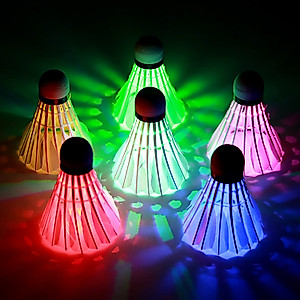 Ohuhu Shuttlecock, LED Birdies Badminton Glow in The Dark Lighting Badminton Birdies Goose Feather Shuttlecocks Light up for Outdoor Indoor Adults Sport Activities