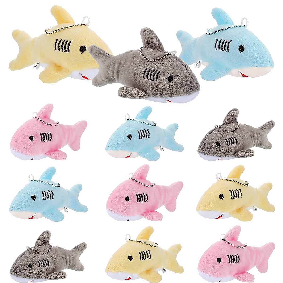 Mini Stuffed Animal Soft Shark Plush Toys Shark bulk Party Favors Shark Party Tiny Ocean Animal Toys for Baby Kids Stuffs, 4.7 Inch（multicolor）