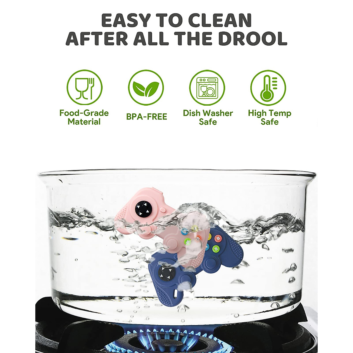 2 Packs Baby Teething Toy, Silicone Game Controller Teethers for Babies 6-12 Months, Baby Chew Toys for Sucking Needs, BPA Free