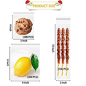 Labeol Self Sealing Cellophane Bags 600pcs 3 Sizes 3x4 4x6 2x10 Clear Plastic Bags for Packaging Pretzel Cookie Candy Favor Gift Small Treat Bags Goodie Bags Cello Bags¡­