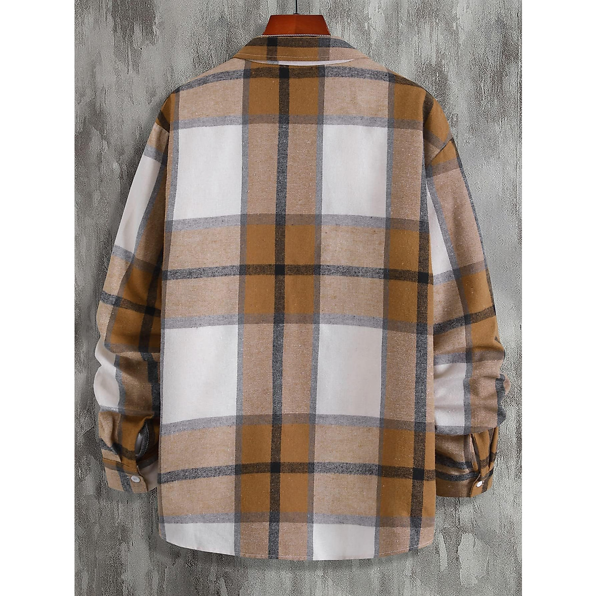 Floerns Men's Plaid Flannel Shirts Long Sleeve Regular Fit Button Down Causal Shirts Brown Plaid XL