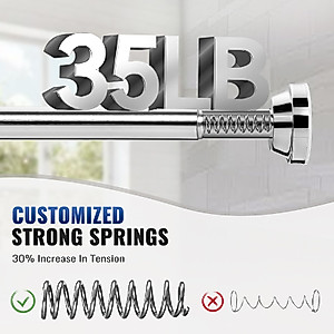 Haryaers Shower Curtain Rod, Silver 40-76 inch Heavy Duty Adjustable Tension Spring Curtain Rod, Polished Stainless Steel, No Drilling, No Rust, Never Collapse, for Bathroom