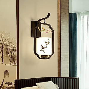 Dxb-shop Wall Sconces, Chinese Style Flower and Bird Creative Wall Lamp, Bedside Chinese Style Decorative Sconce Light, Living Room TV Background Wall Aisle Lamp,for Bedroom, Entryway, Dining Room,