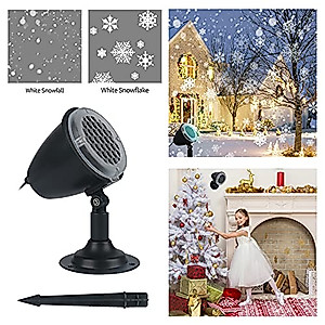Yokgrass Christmas Snow Projector Outdoor, LED Snowflake Projector Outdoor Holiday Snowfall Lights IP65 Waterproof Dynamic Falling Snow Effect for Garden, Party, Halloween Landscape Decoration