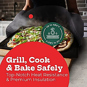 Big Red House Double Oven Mitt with The Heat Resistance of Silicone and Flexibility of Cotton, Recycled Cotton Infill, Terrycloth Lining, 480 F Heat Resistant, Gray