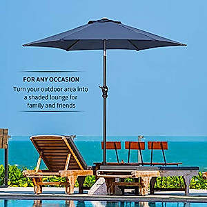 HYD-Parts 7.5FT Patio Umbrella Outdoor Table Umbrella,Market Umbrella with Push Button Tilt and Crank for Garden, Lawn, Deck, Backyard & Pool (Navy Blue)