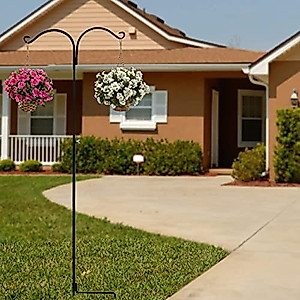 Ashman Black Shepherd Hook 65 Inch (2 Pack), 12MM Thick, Super Strong, Rust Resistant Steel Hook Ideal to use for at Hanging Wind Chimes, Hanging Plant Basket, Solar Light, Bird Feeder and More.
