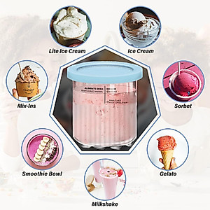 24oz Replacement for Ninja Creami Deluxe Pints and Lids for Ninja NC501 NC500 Creami Deluxe Ice Cream Makers, Ice Cream Container with Lid, Dishwasher Safe, Reusable (4 Pack)
