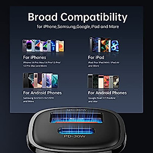 Syncwire USB C Car Charger 60W [PD 30W & QC 30W] Car Charger Fast Charging USB Car Charger Adapter with 5FT Type C Cable Compatible with Samsung S23/S22 Google Pixel 7/7Pro iPhone 14 Pro Max and More